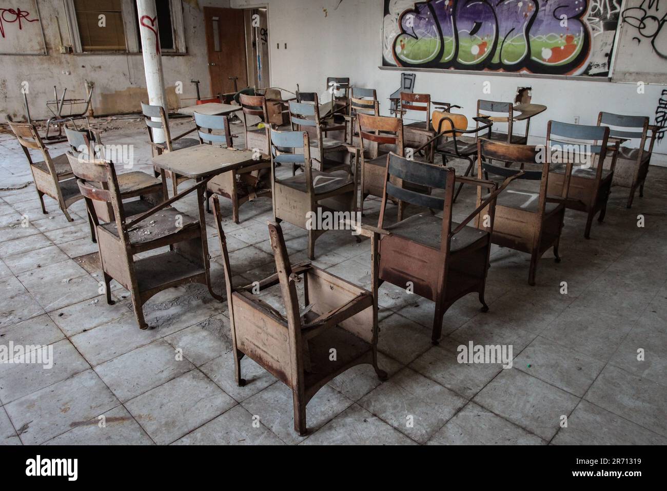 Some desks are broken but they sit ready for class. NEW ORLEANS, USA ...