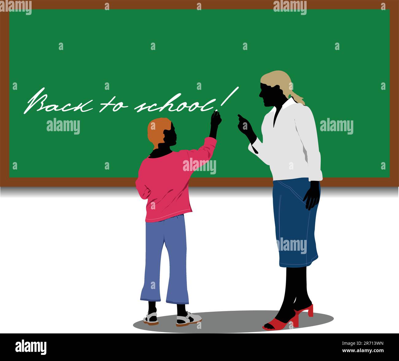 Woman teacher in classroom. Back to school. Vector illustration Stock ...