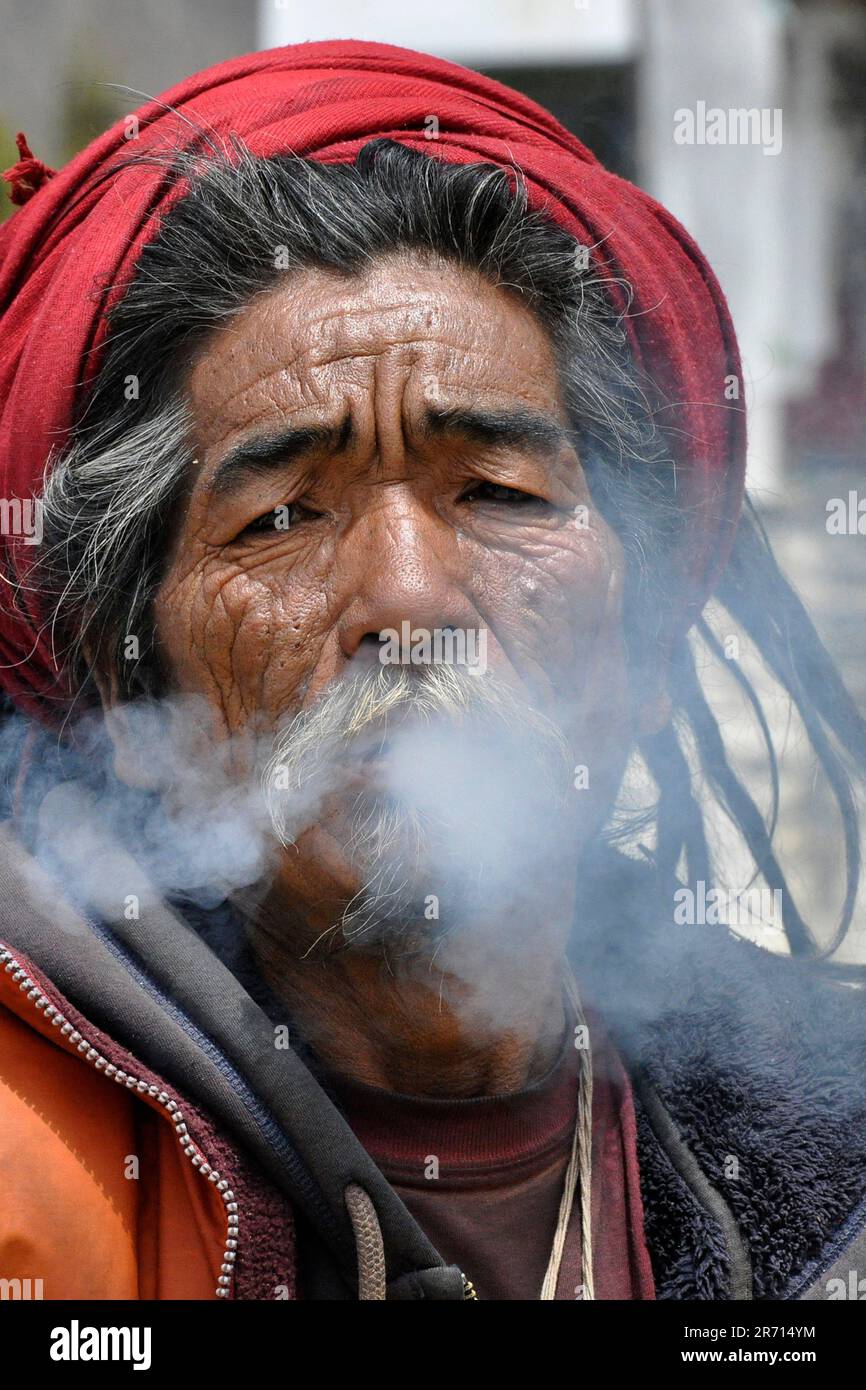 Nepal. Mustang. smoking marijuana Stock Photo - Alamy