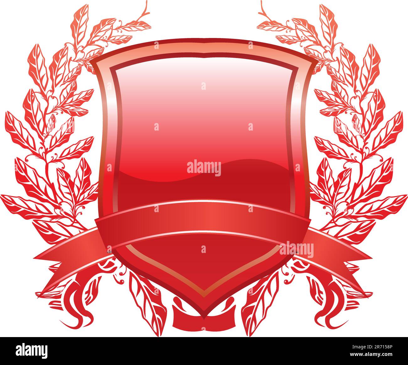 vector shield design with plant and decoration red Stock Vector Image ...