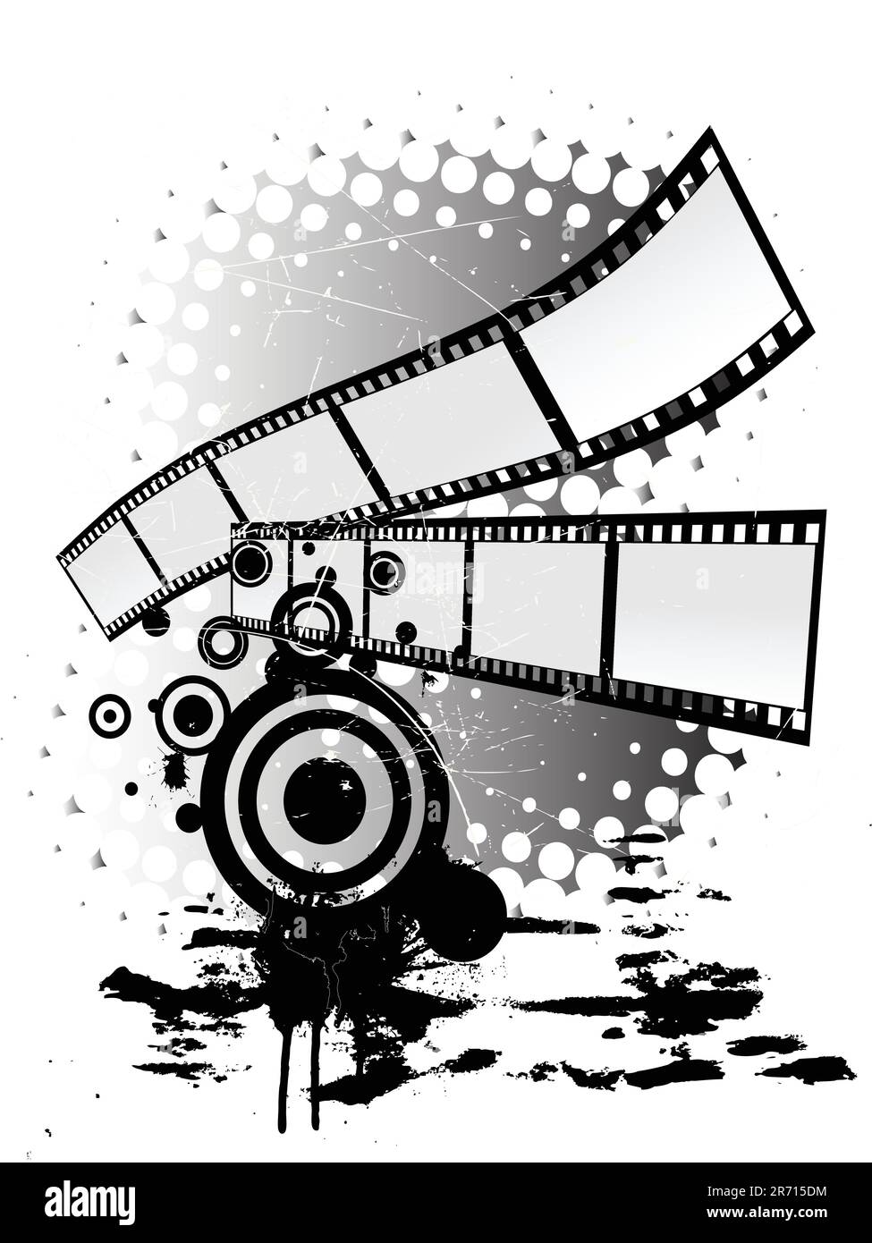 vector eps10 illustration of film stripes and towers on an abstract ...