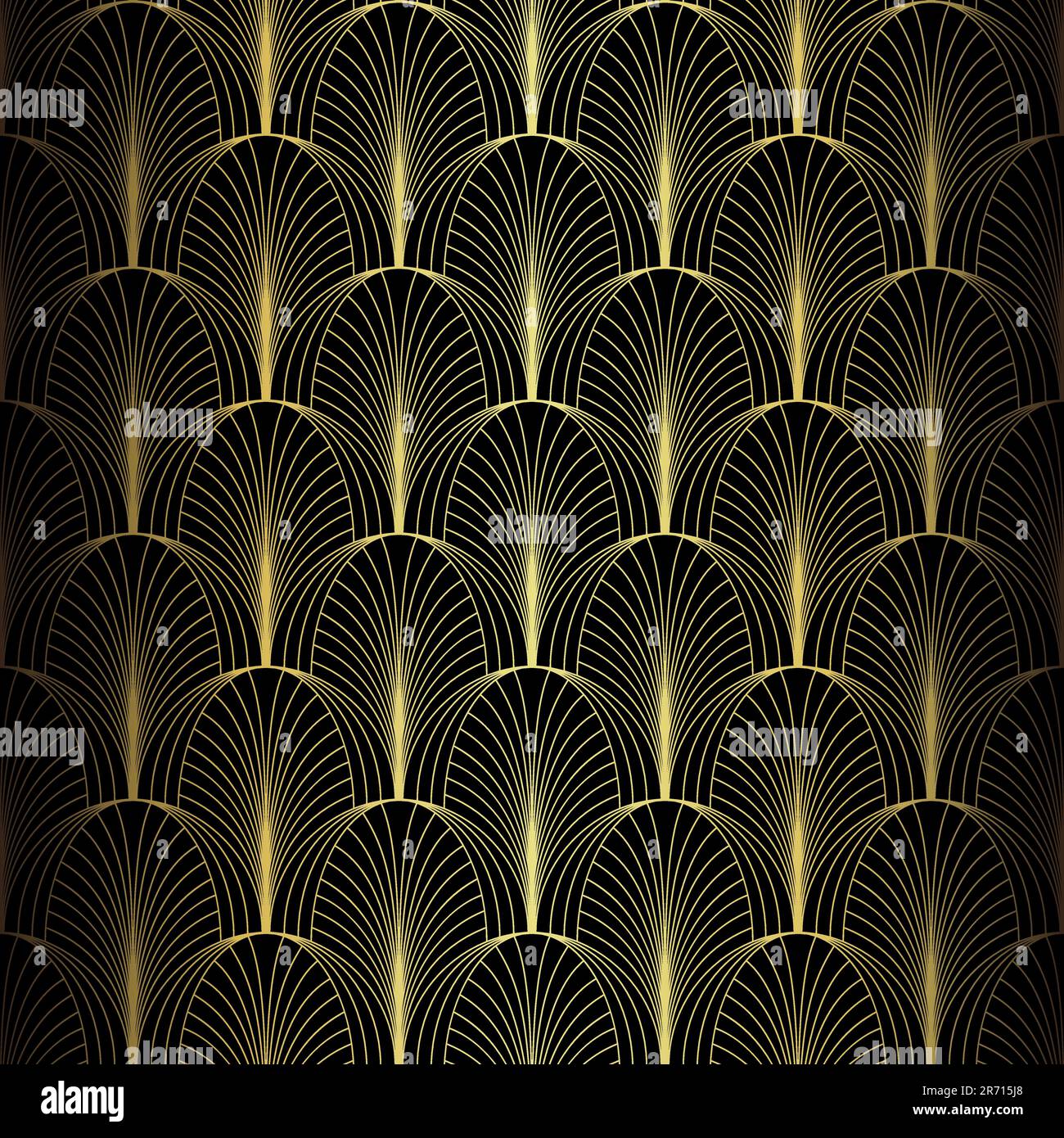 Art Deco Pattern. Vector background in 1920s style. Gold black texture ...