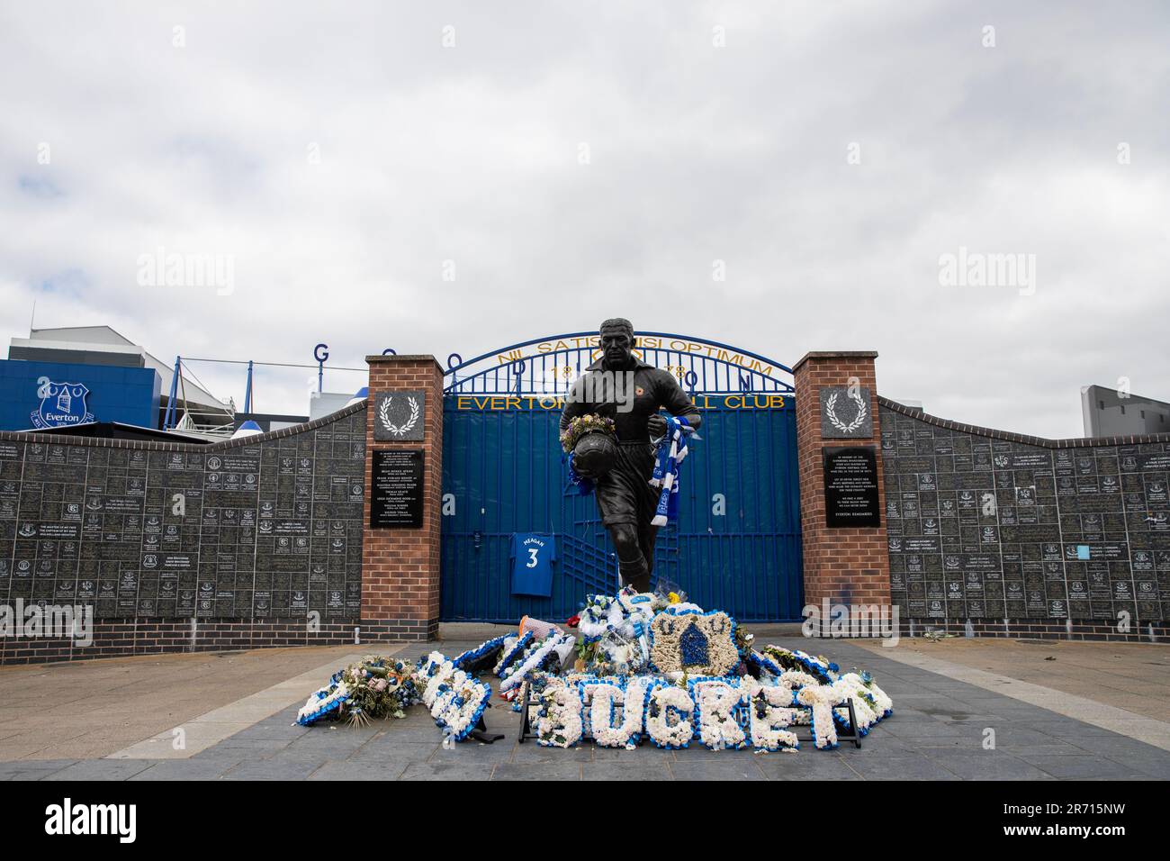 The Park End gates of Goodison Park, Everton FC's stadium, with the ...