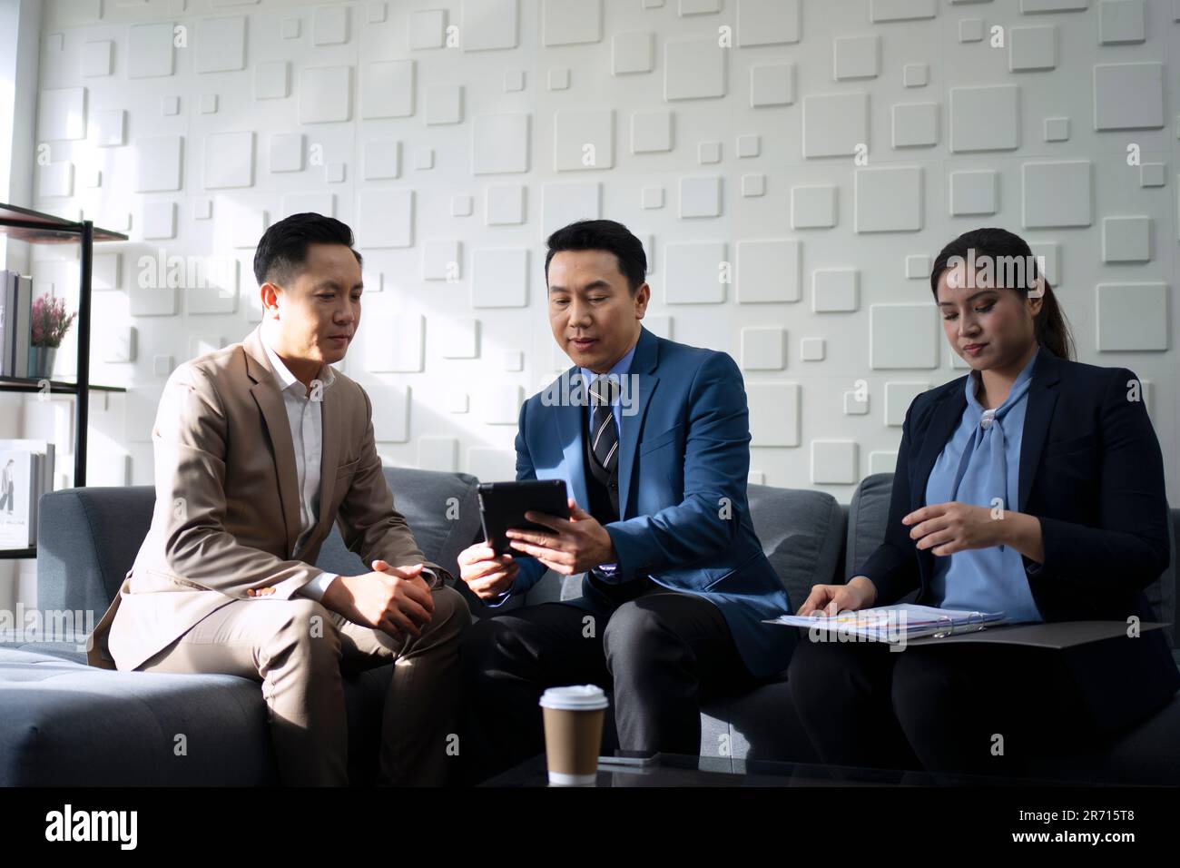 White collar worker working and meeting at office. White collar worker ...