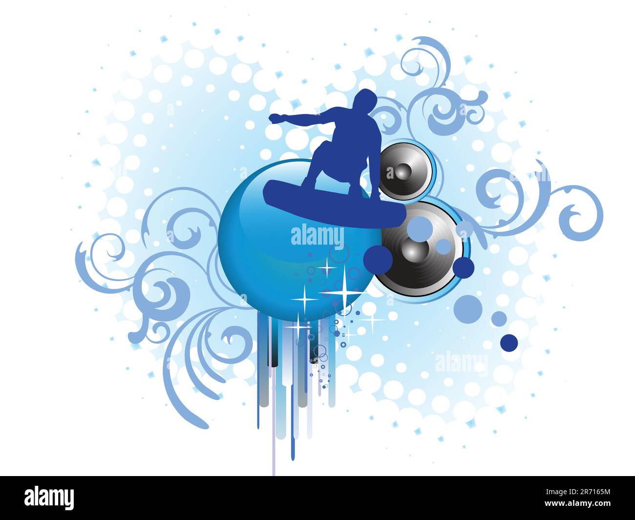 vector eps10 illustration of a surfer silhouette on an abstract ...