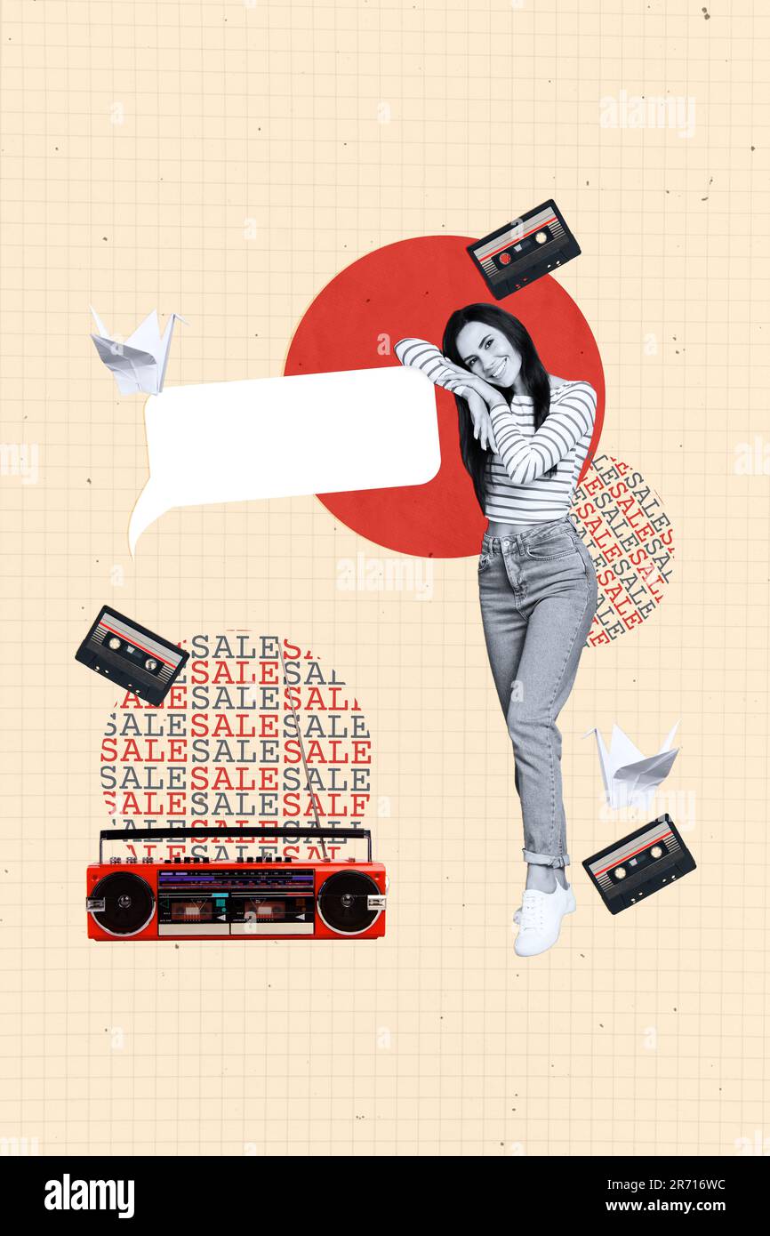 Poster collage artwork template sketch of lovely pretty girl ...