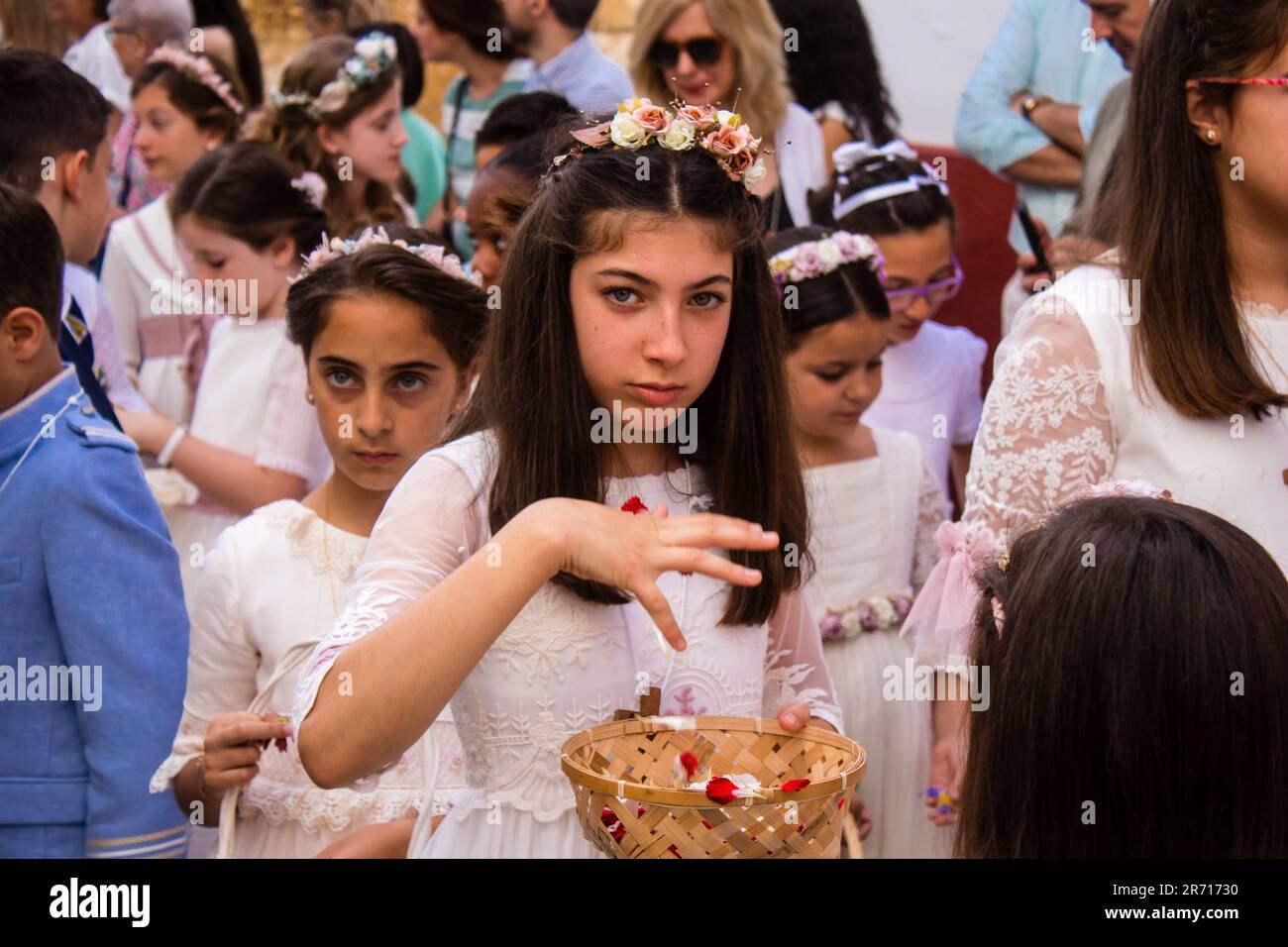 Young children participating at the Corpus Christi procession, an age ...