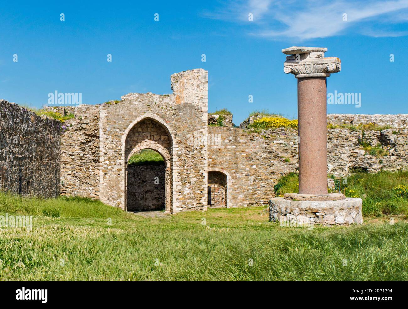 15th century Venetian granite column at former Piazza d'Armi (Square of ...