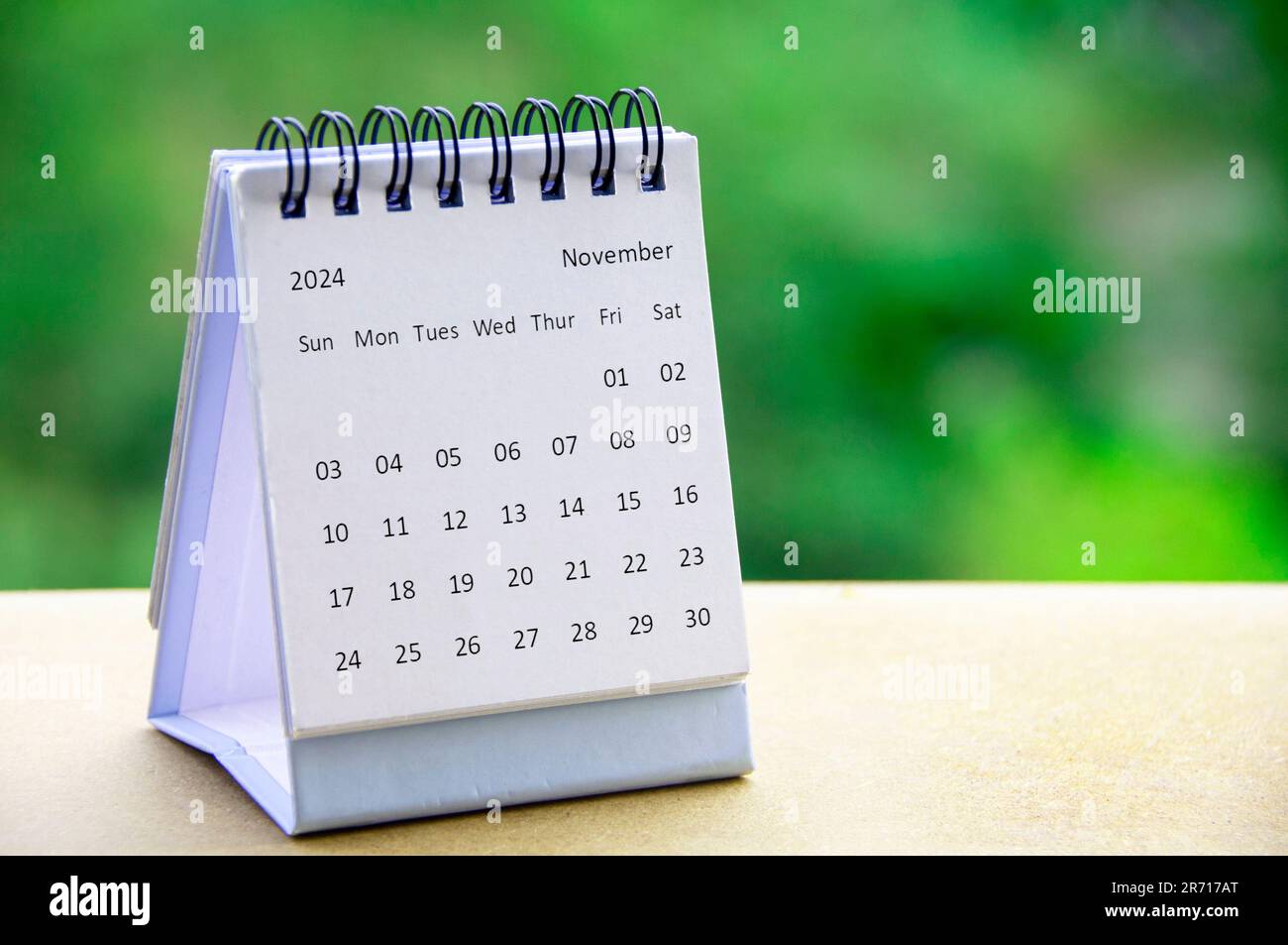 November 2024 white table calendar with customizable space for text ...