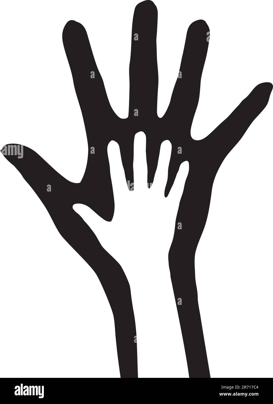 Hand in hand. Vector illustration on white background Stock Vector ...