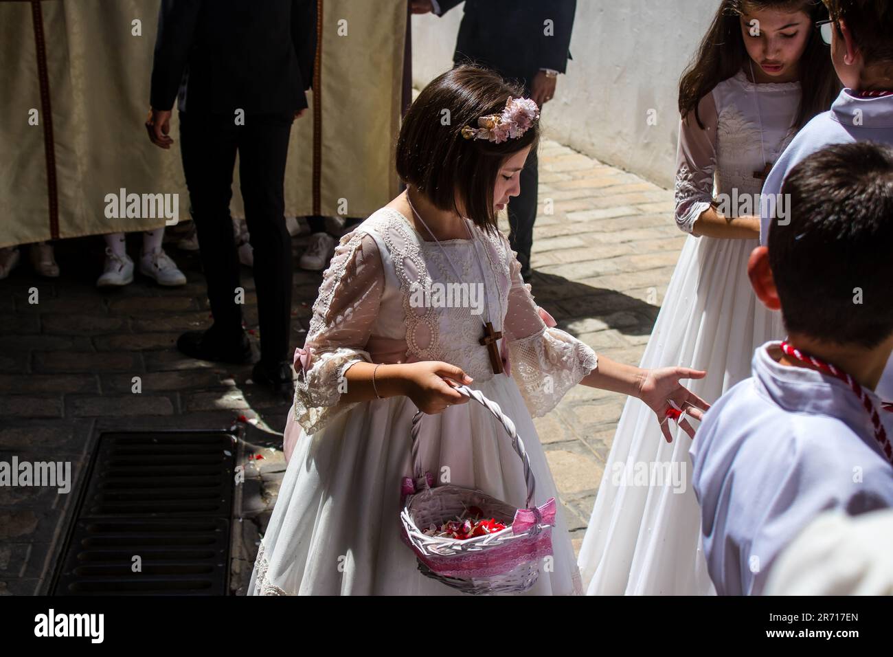 Young children participating at the Corpus Christi procession, an age ...