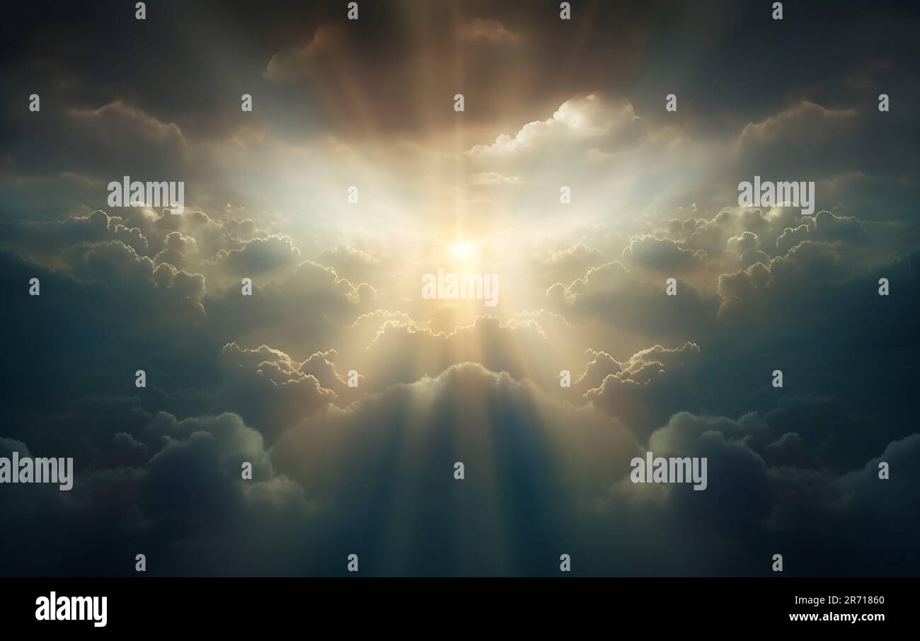 Heaven with clouds an beam of lights Stock Photo - Alamy