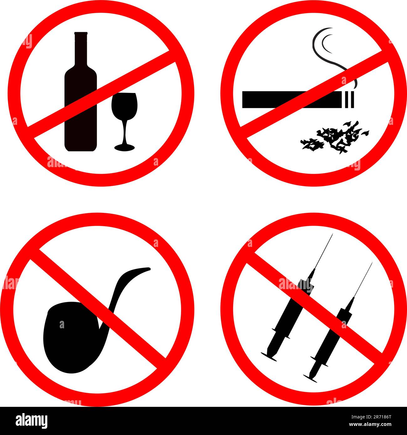 Vector of: No smoking, No alcohol and no drugs signposts Stock Vector ...