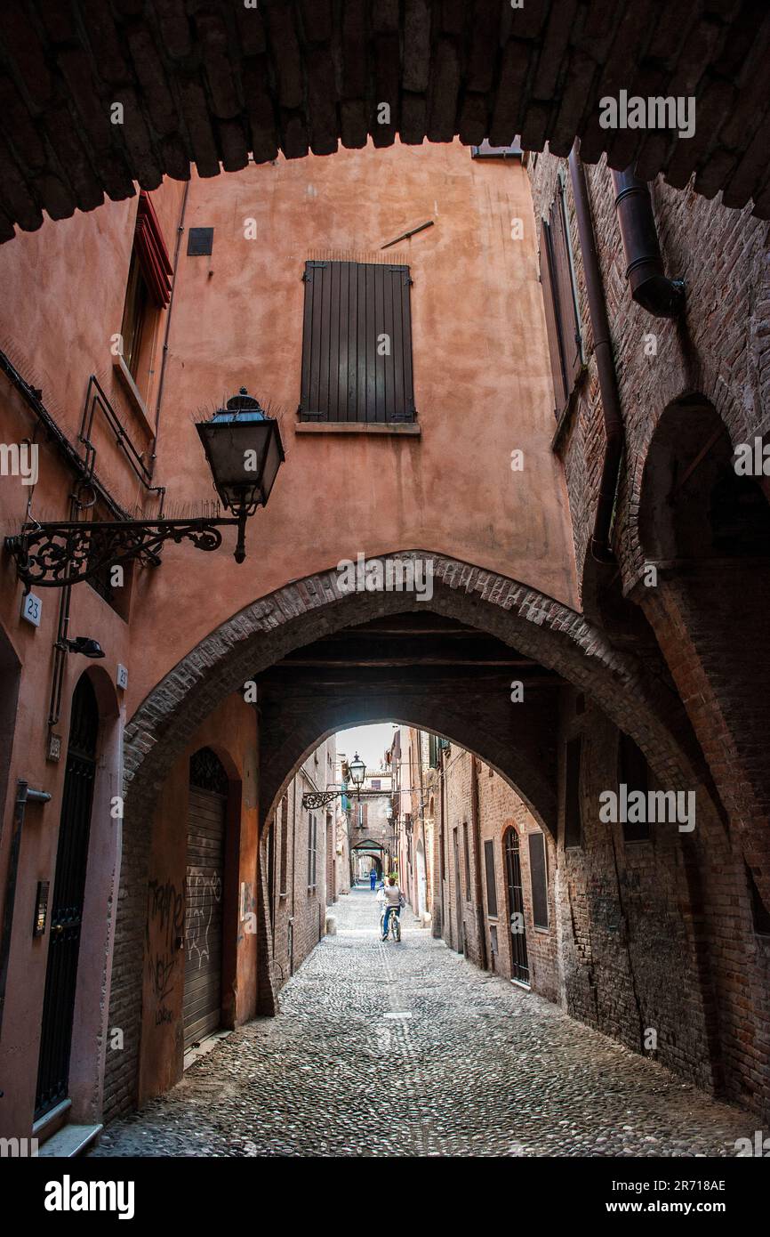 Italy. Emilia Romagna. Ferrara. old town. via delle Volte Stock Photo ...