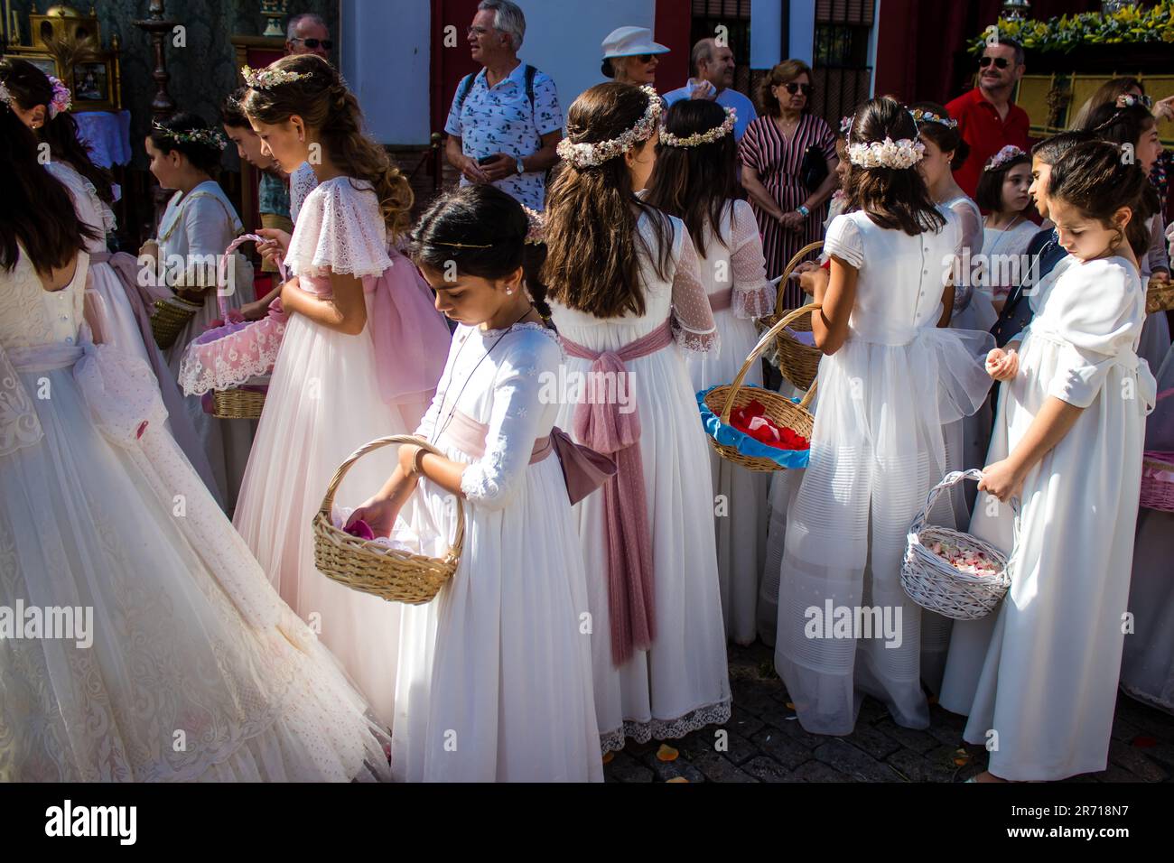 Young children participating at the Corpus Christi procession, an age ...