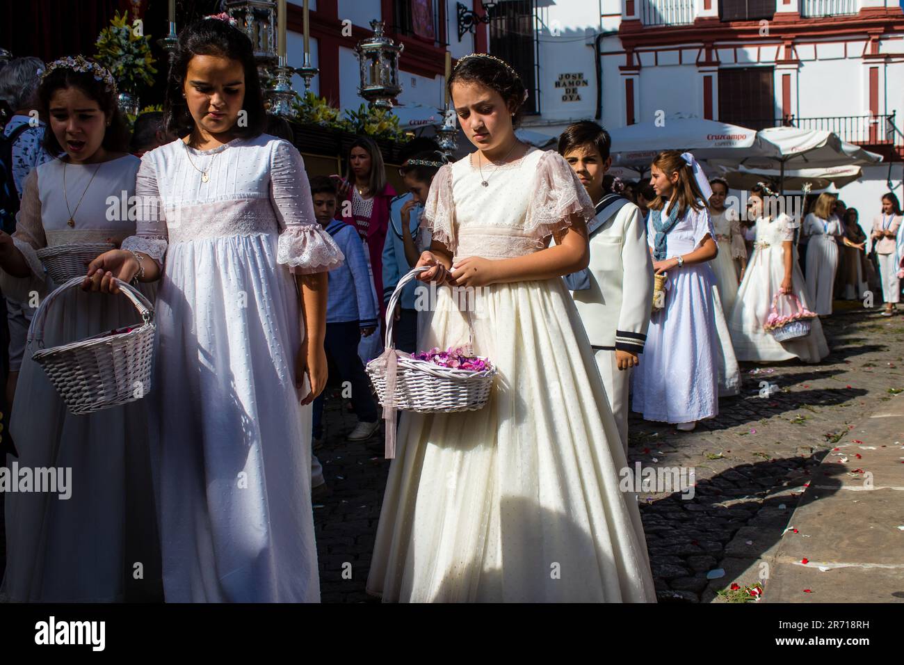 Young children participating at the Corpus Christi procession, an age ...