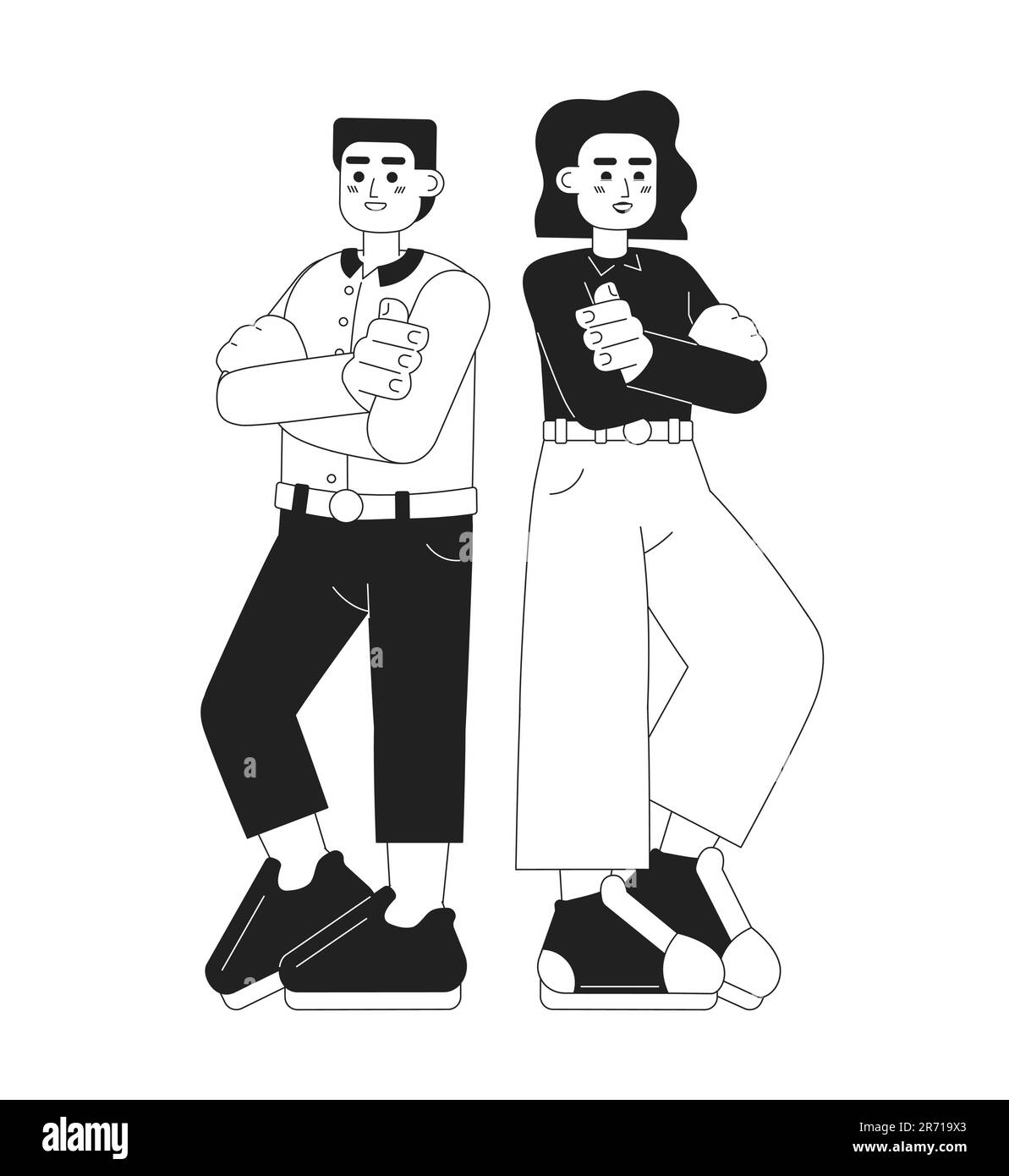 Business partners monochromatic flat vector characters Stock Vector ...