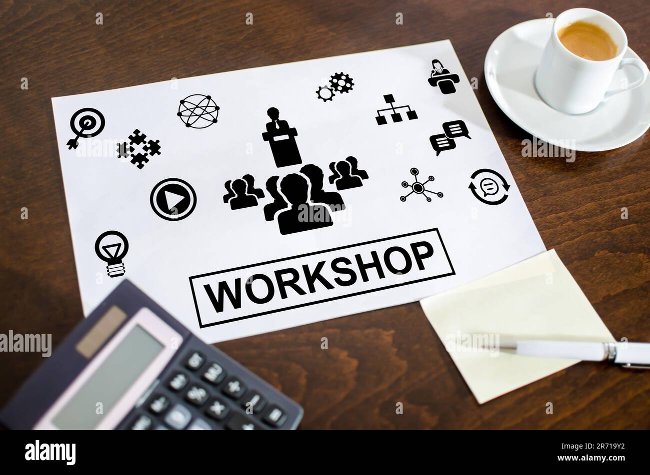 Workshop concept on a paper placed on a desk Stock Photo - Alamy