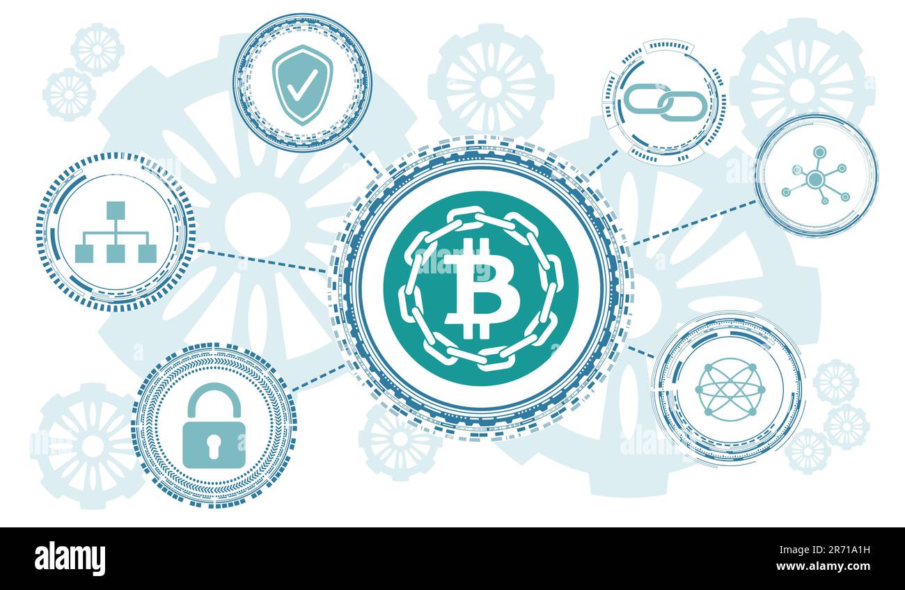 Concept of blockchain with connected icons Stock Photo - Alamy