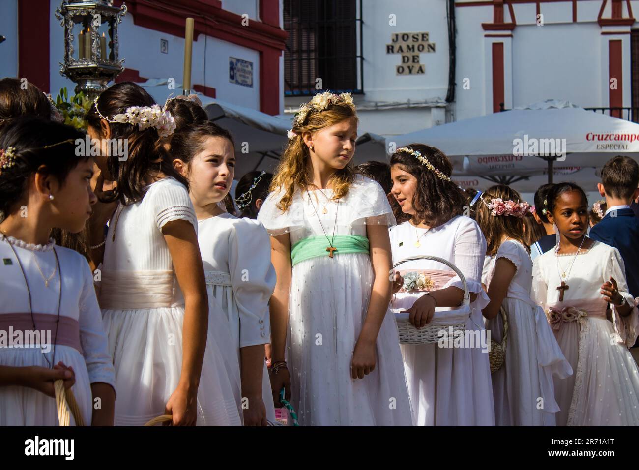 Young children participating at the Corpus Christi procession, an age ...