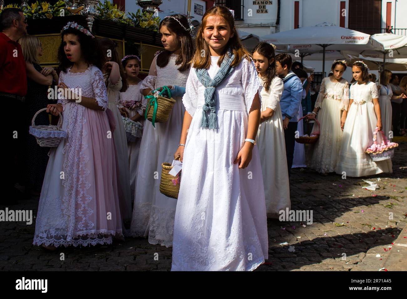 Young children participating at the Corpus Christi procession, an age ...