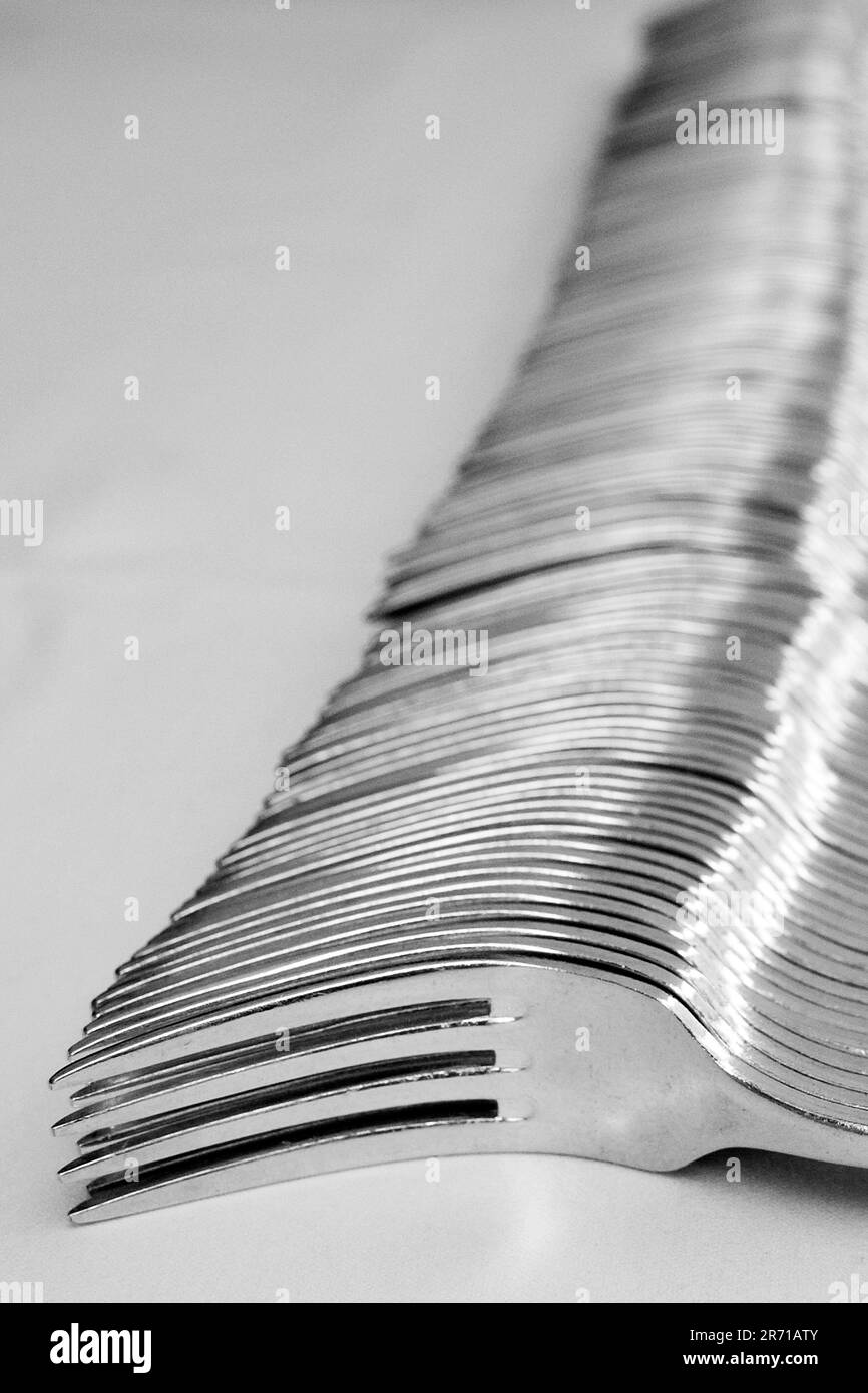 Silver forks Black and White Stock Photos & Images - Alamy
