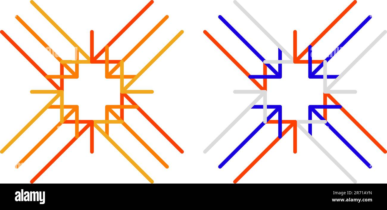Arrows makes up a cross. Two variants of the coloring Stock Vector ...