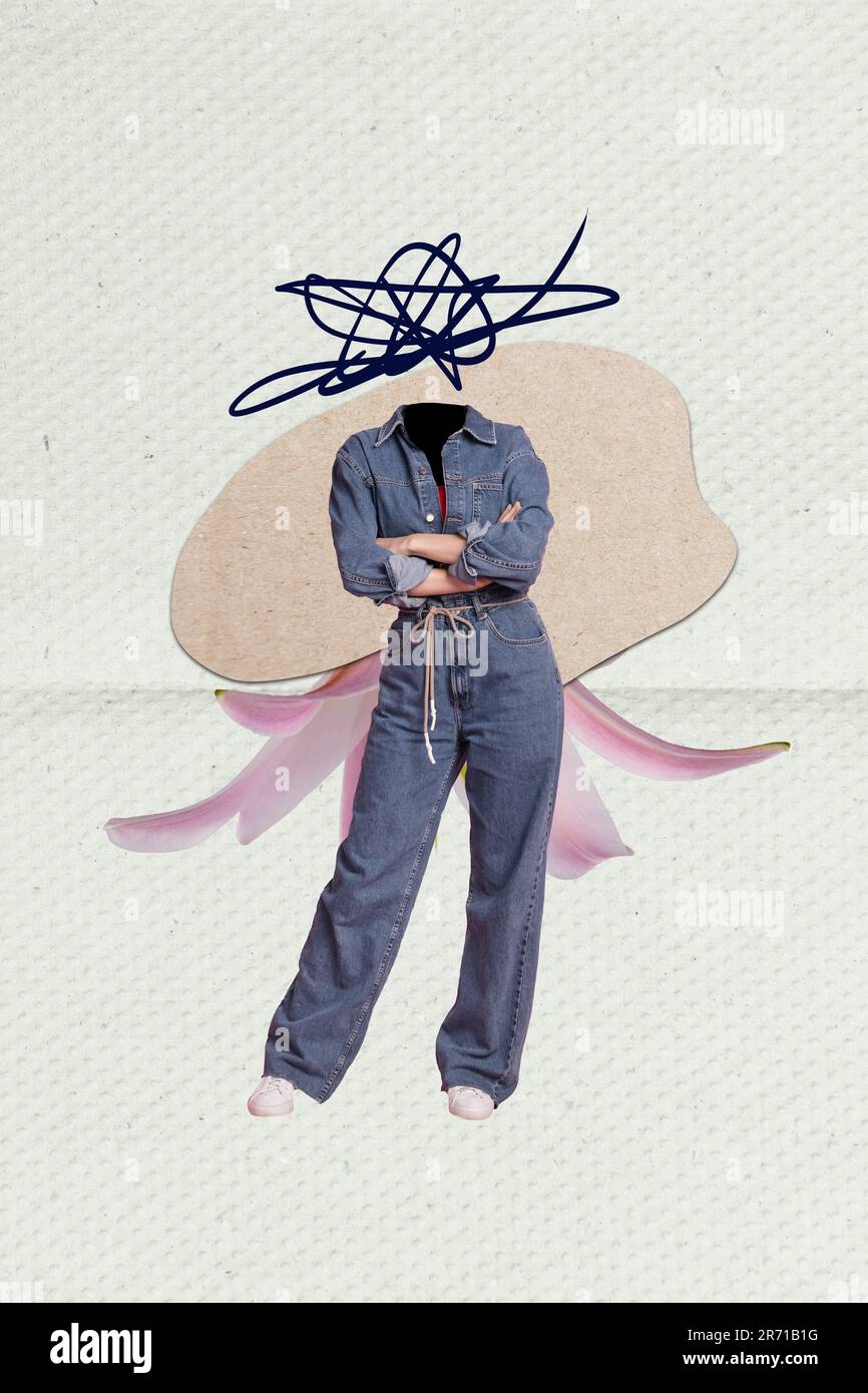 Photo banner collage image picture of headless drawn overthinking ...