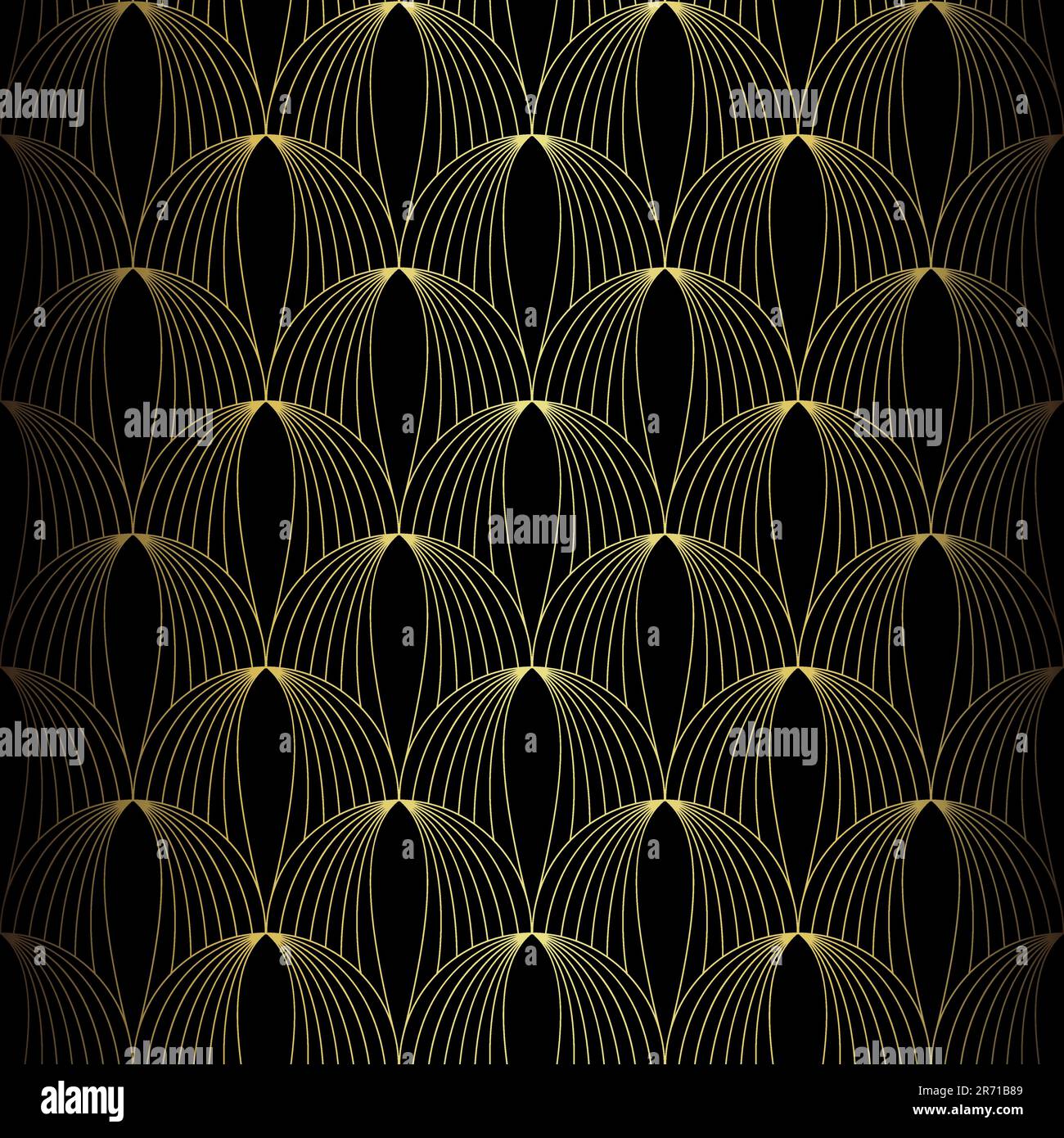 Art Deco Pattern. Vector background in 1920s style. Gold black texture ...