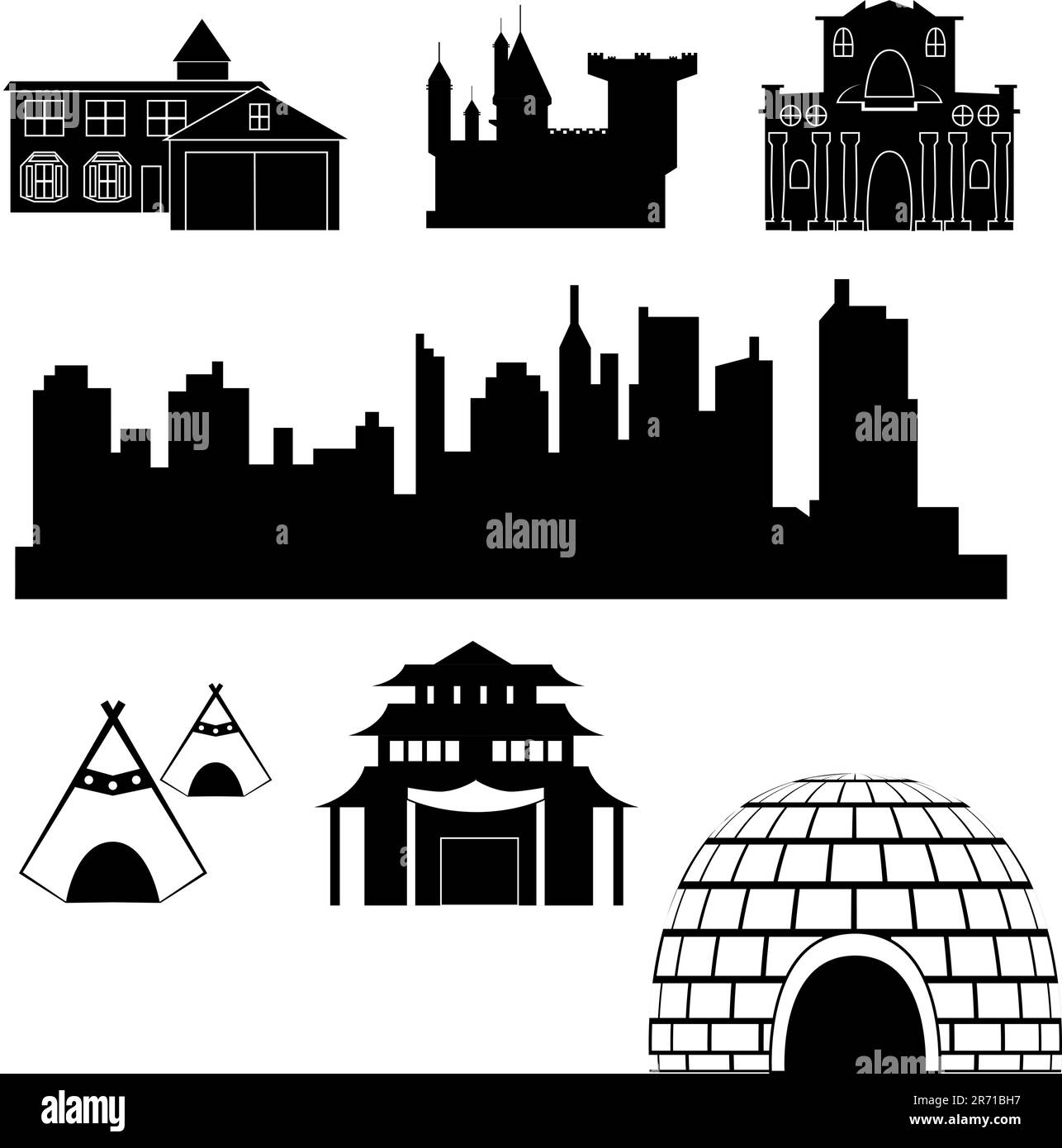 Set silhouette different types Black and White Stock Photos & Images ...