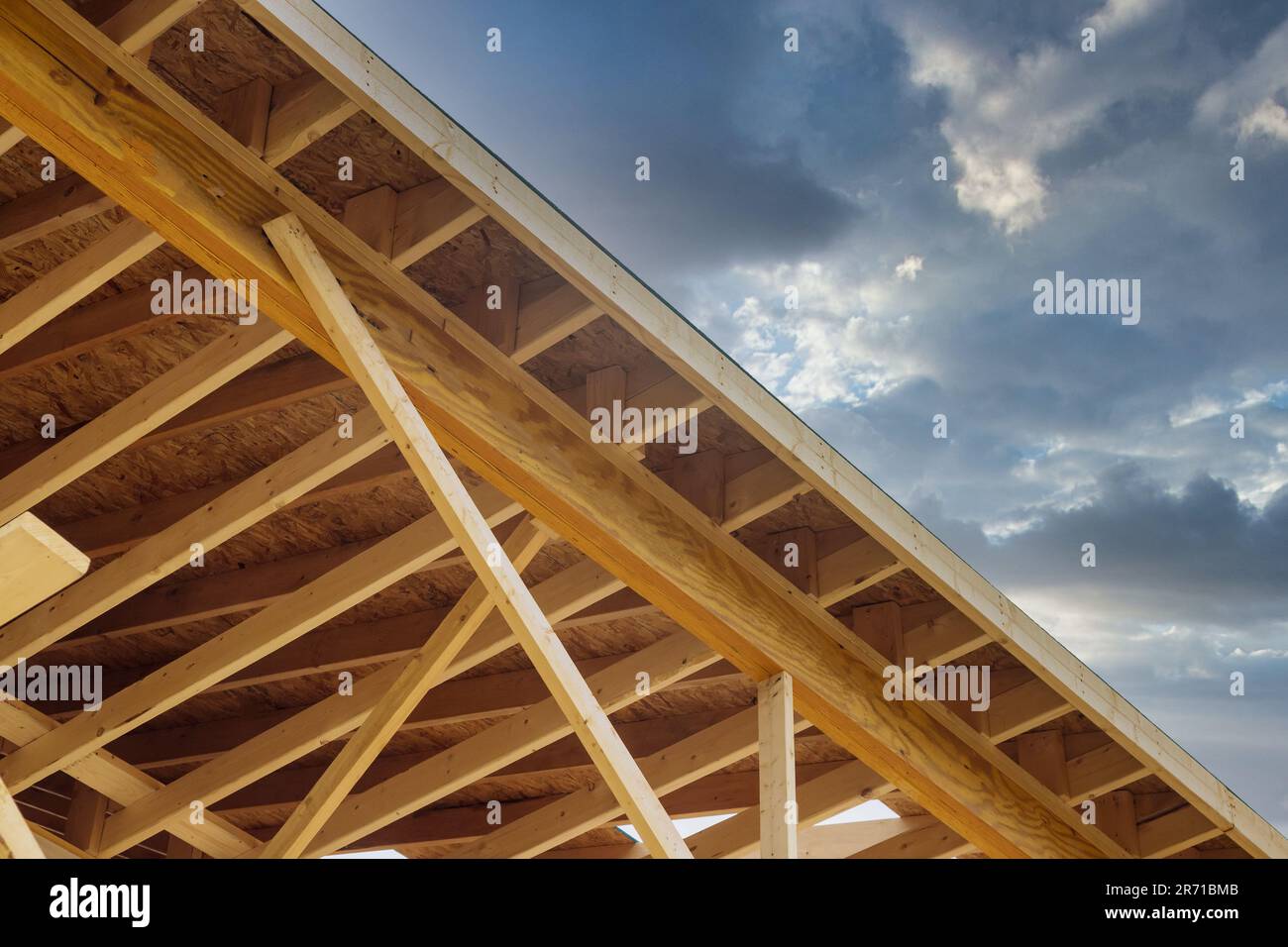 Corner of house with eaves, wooden beams rafters planks Stock Photo - Alamy