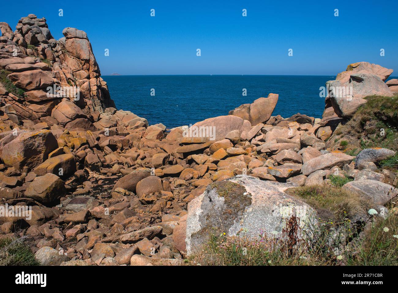 Monolithic blocks of pink granite in the Cotes d'Armor in Brittany ...