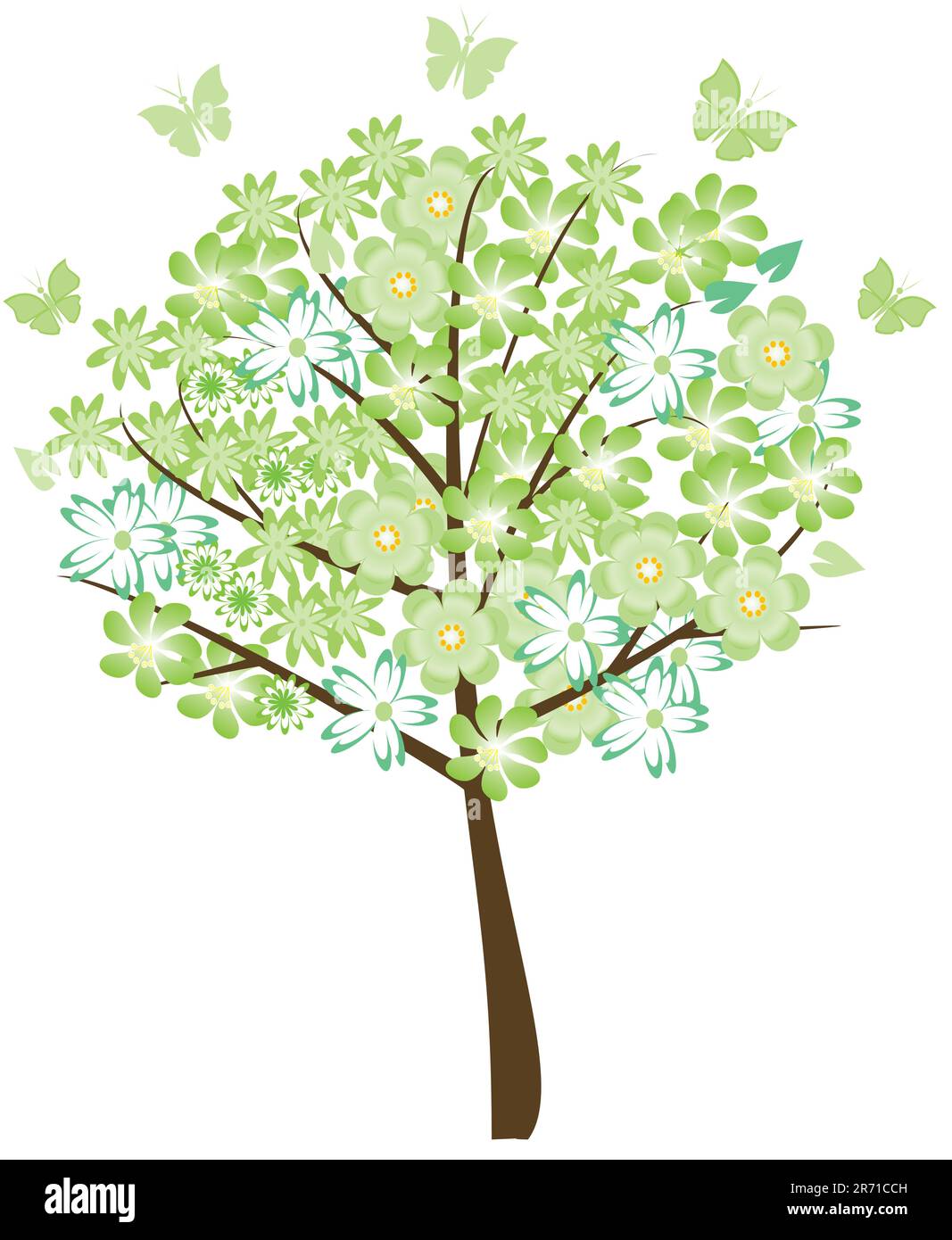 vector floral tree with butterflies Stock Vector Image & Art - Alamy