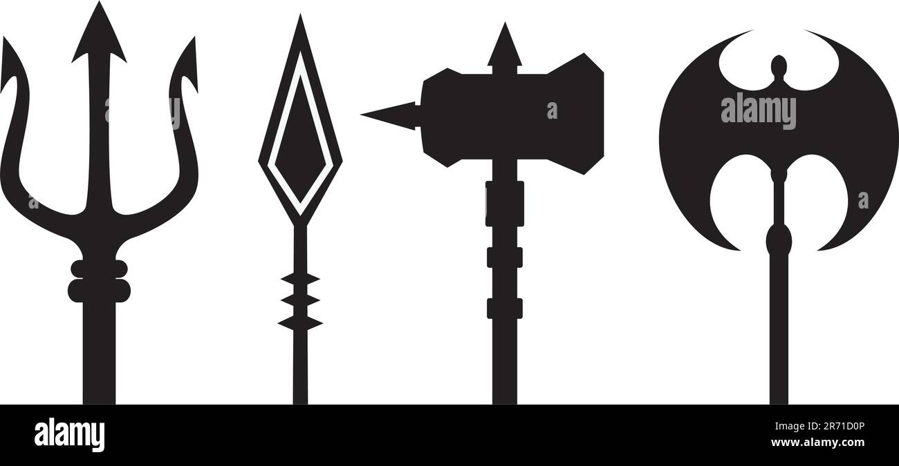 ancient weapons outline vector on white background Stock Vector Image ...