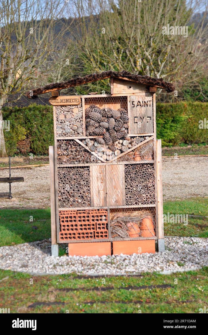 Insect hotel or insect shelter to encourage beneficial insects in the ...