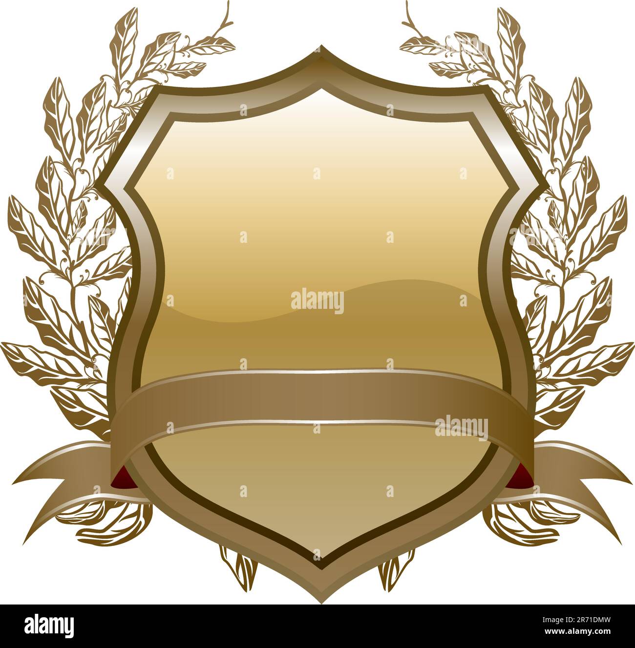 vector shield design with plant and decoration brown Stock Vector Image ...