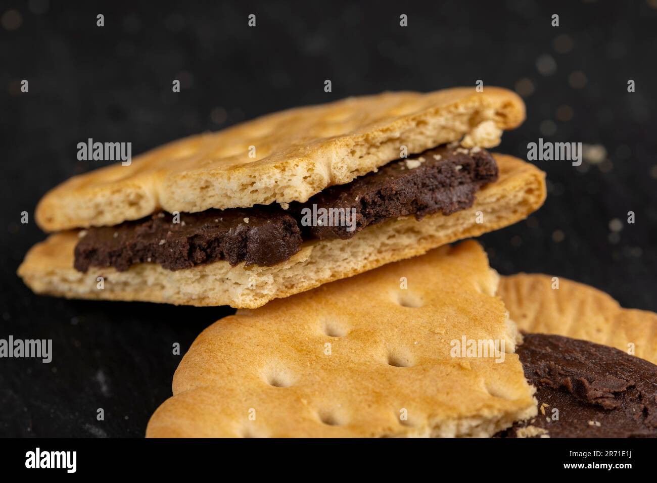 crispy cookies with chocolate filling between cookies, fresh crispy ...