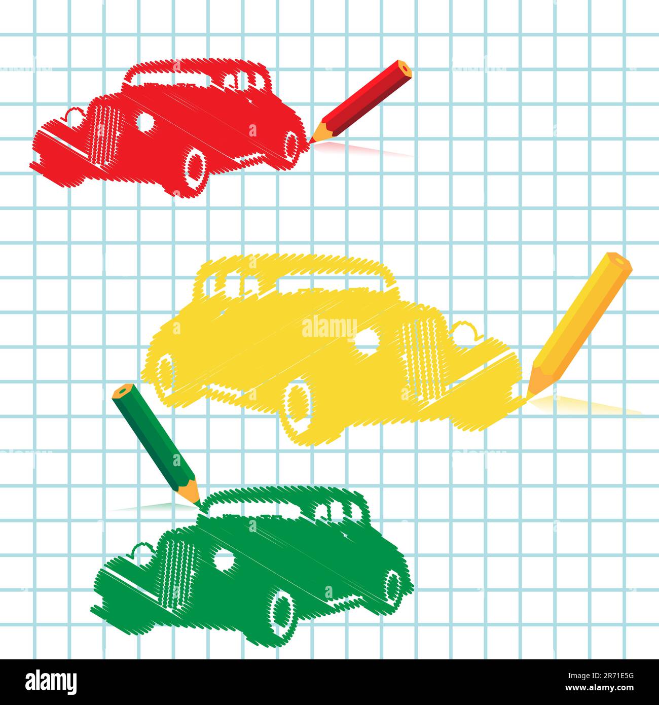Manuscript car with pencil, vector illustration Stock Vector Image ...