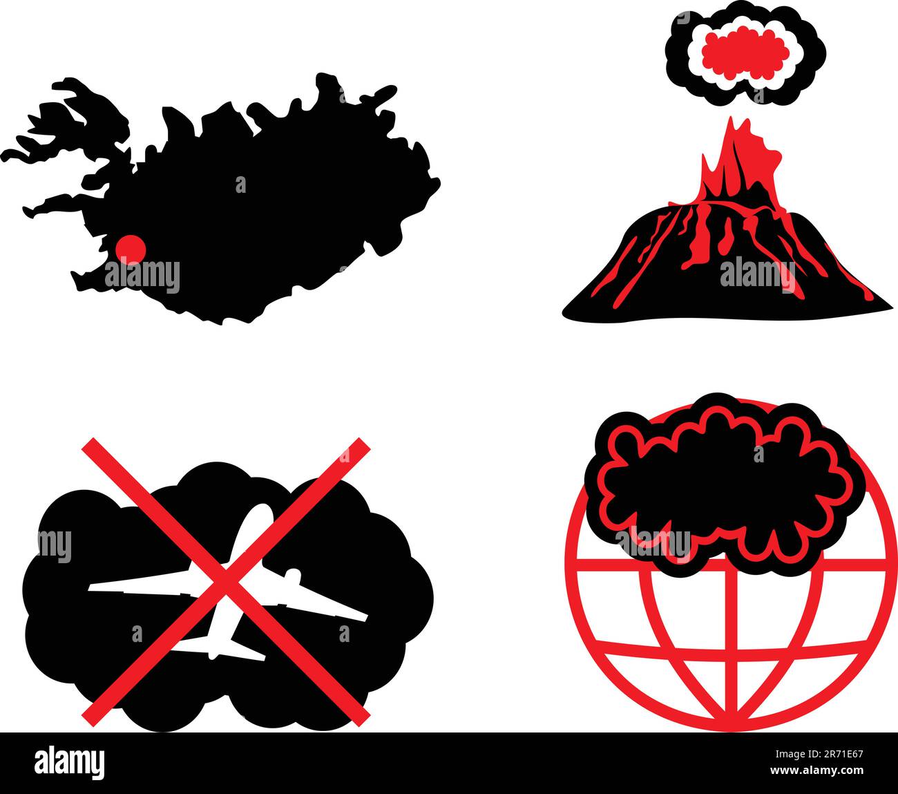 Cloud of volcanic ash. Vector silhouette icons Stock Vector Image & Art ...