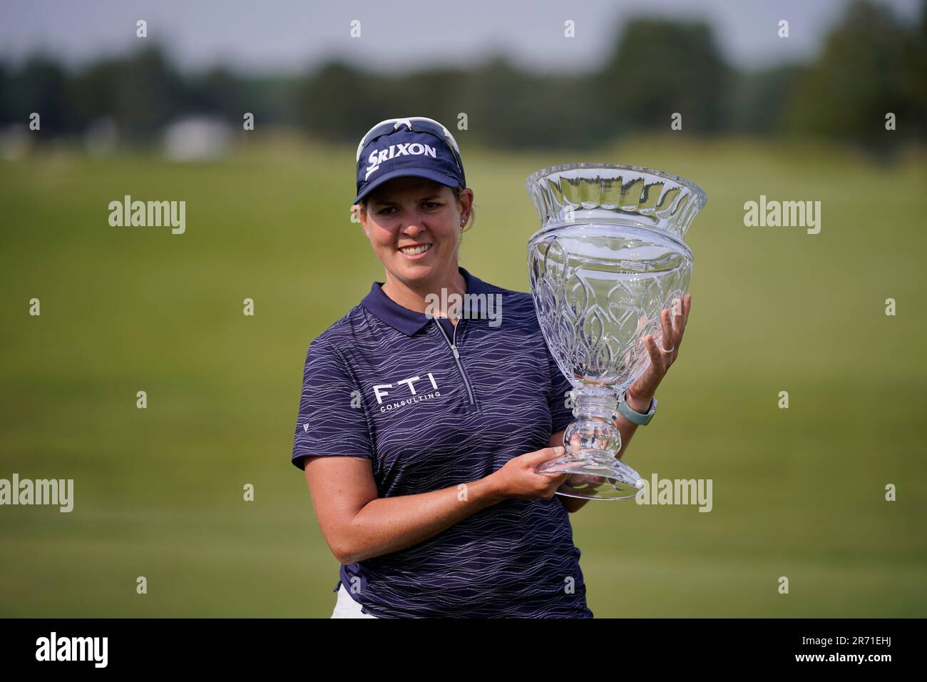 Ashleigh Buhai, of South Africa, poses with the trophy after winning ...