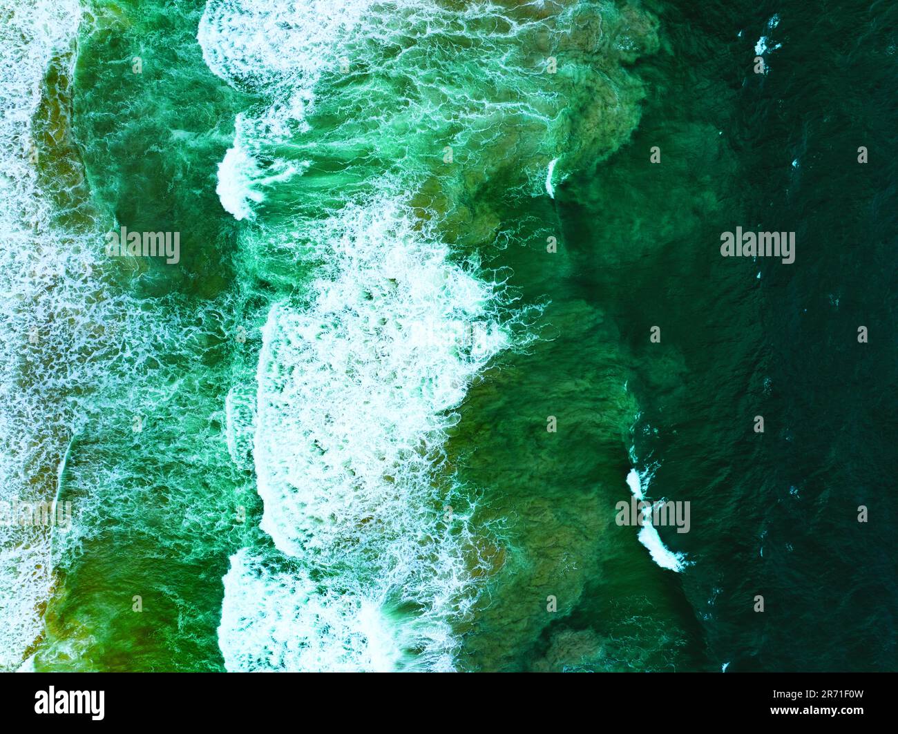 Sea surface aerial view,Bird eye view photo of crashing waves and water ...