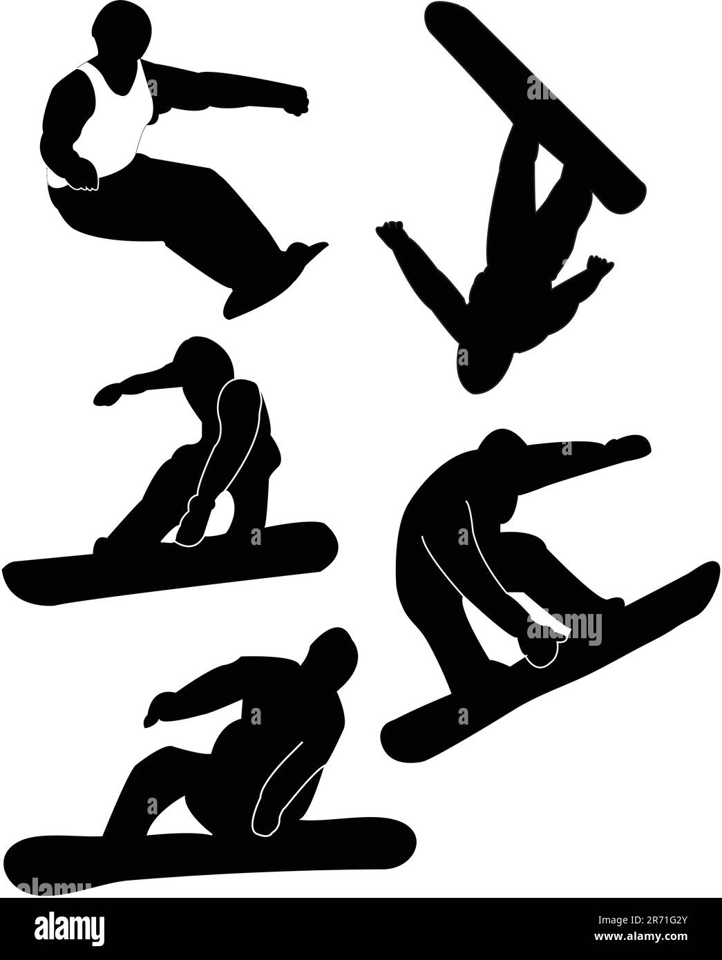 collection of snowboard silhouettes - vector Stock Vector Image & Art ...
