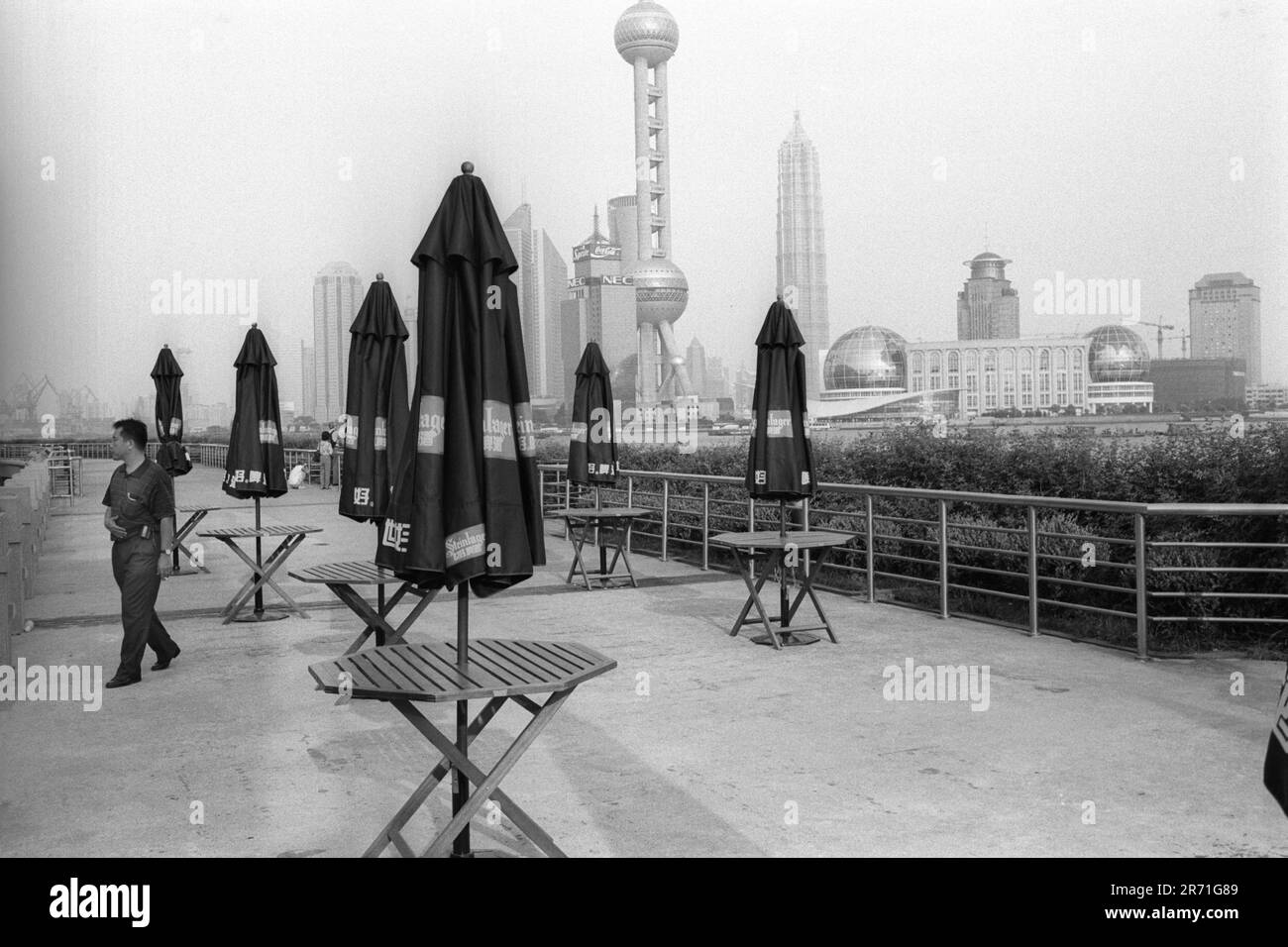 Shanghai China 2000. The view from the terrace of the Seagull Hotel ...