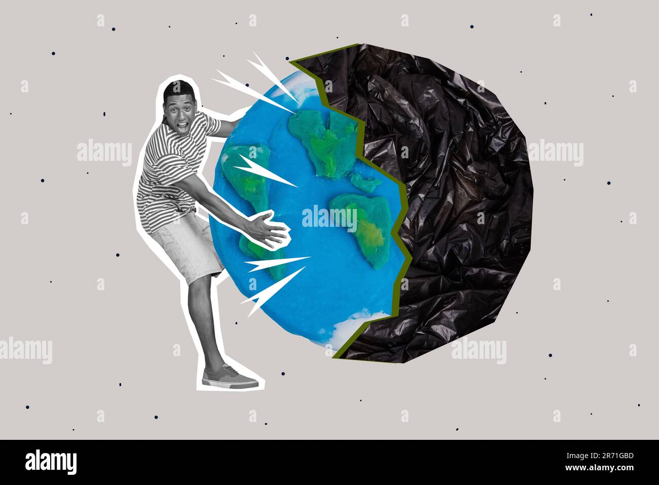 Photo placard collage illustration polyethylene threat protect planet ...