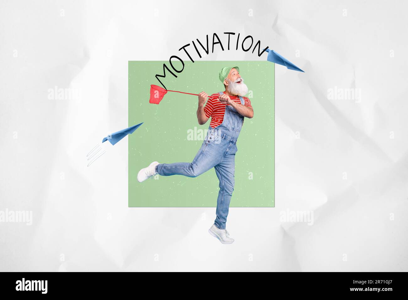 Photo collage artwork minimal picture of funky funny elderly guy ...