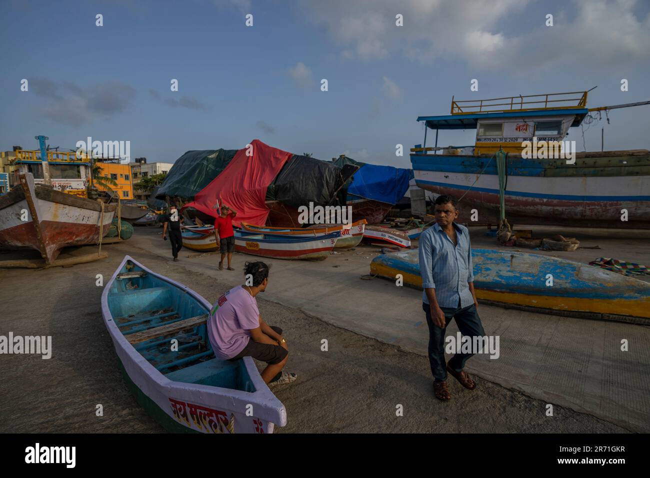 Fishing boats are anchored at Juhu Koliwada in Mumbai, India, Monday ...