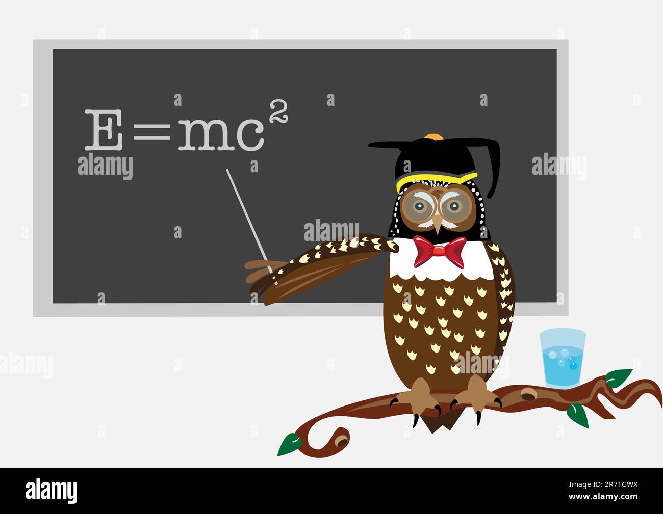 Vector illustration of an owl, while teaching a theory of relativity ...
