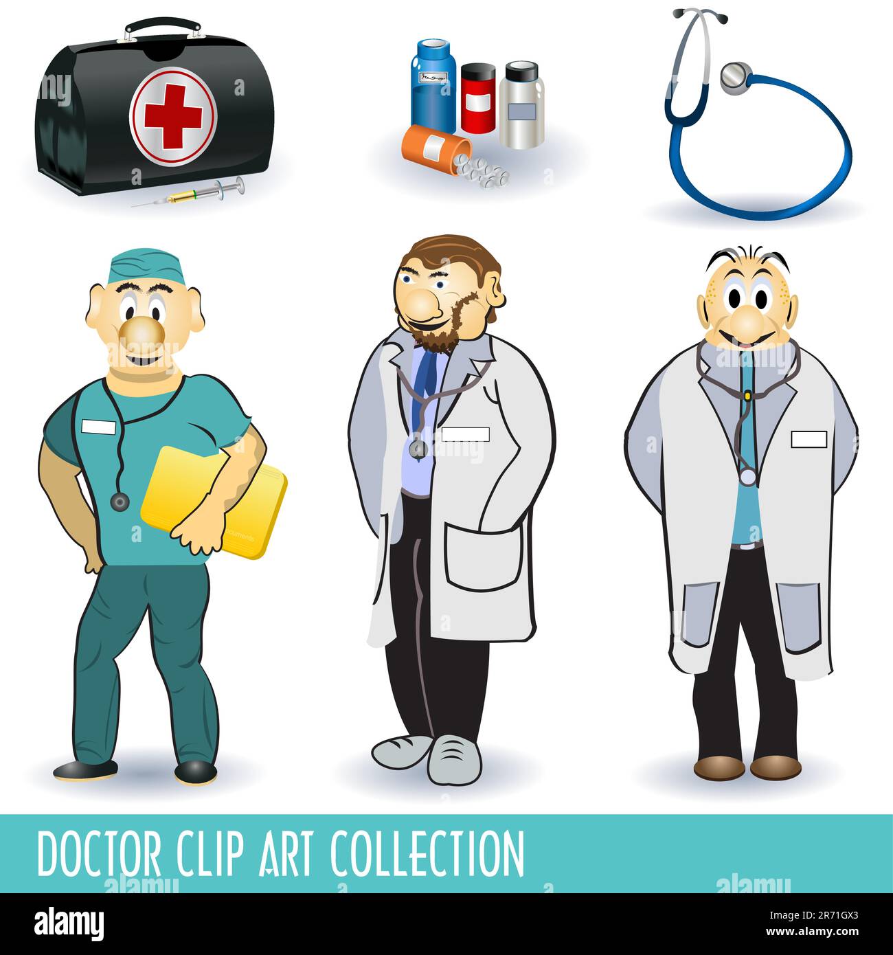 Vector illustration of three different clip art doctors along with ...
