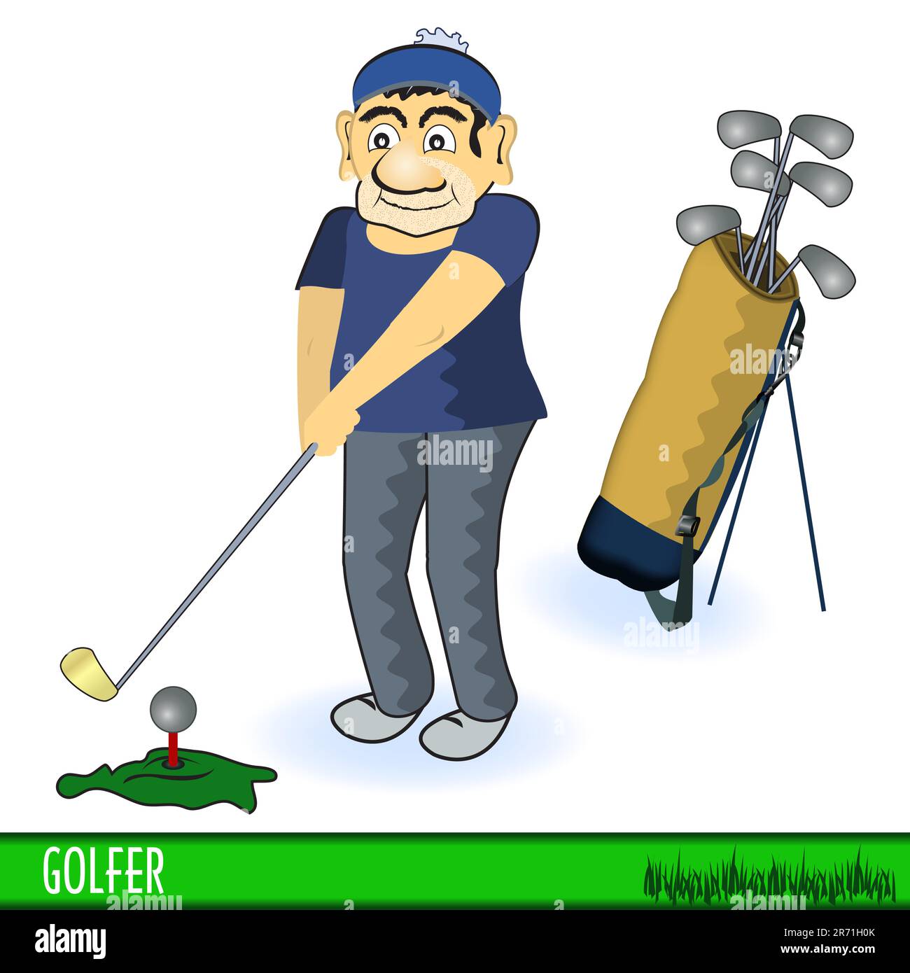 Golfer cartoon illustration along with golf sticks Stock Vector Image ...