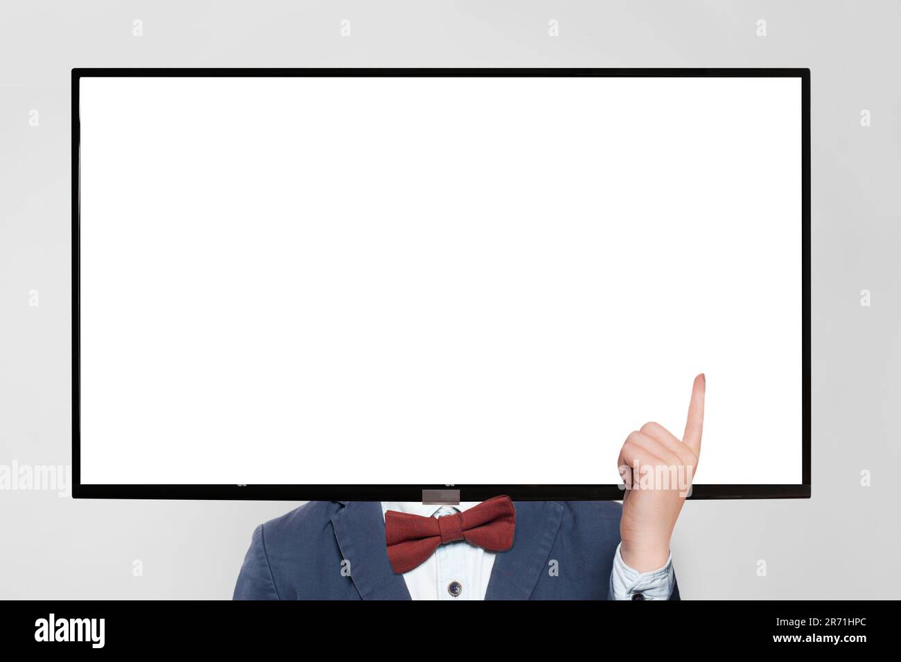 Empty display head on shoulders and hand pointing up Stock Photo - Alamy